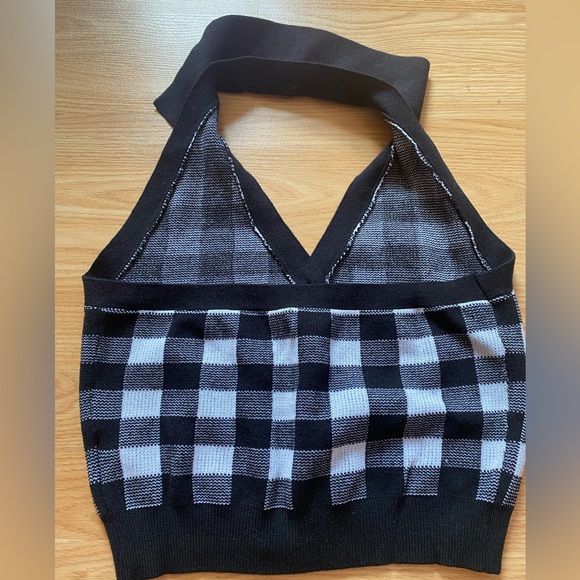 SHEIN | Tops | Black And White Checkered Halter Neck Top | Poshmark